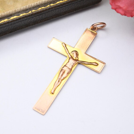 Antique 9ct Gold Jesus on the Cross Pendant - Gift fo… - Gem