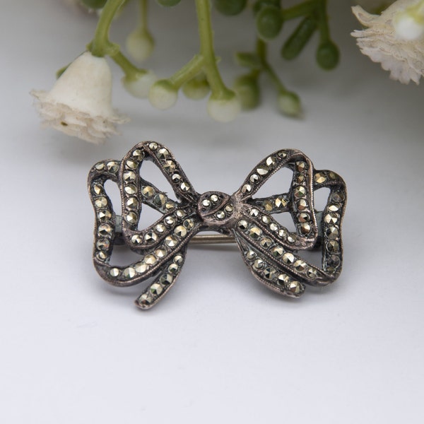 Marcasite Bow Brooch - Etsy