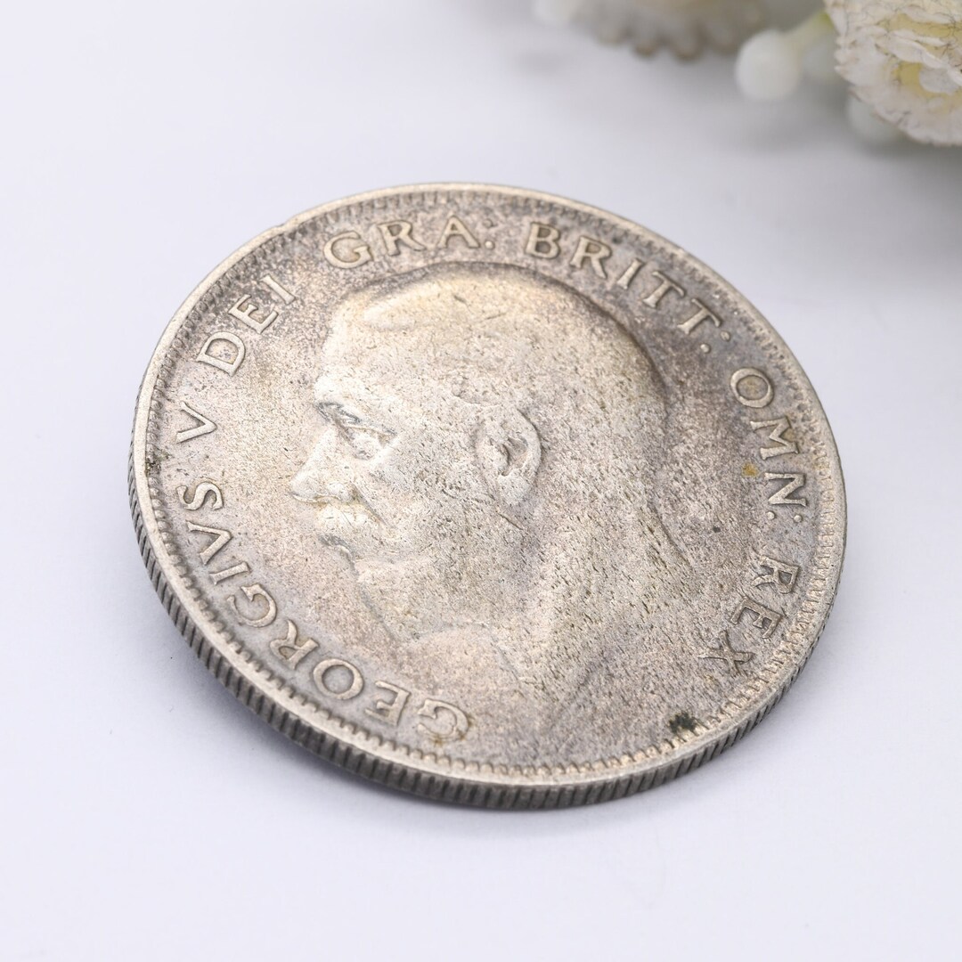 Vintage Silver George V 1928 Half Crown Coin Brooch - Silver Coin ...
