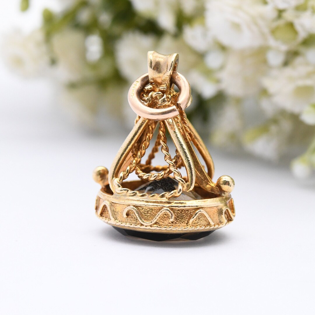Vintage 9ct Gold Smoky Quartz Fob 1973 by Slade and Kempton S&K ...