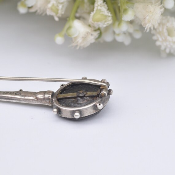 Antique Sterling Silver Banjo Brooch 1890 with Huntin… - Gem