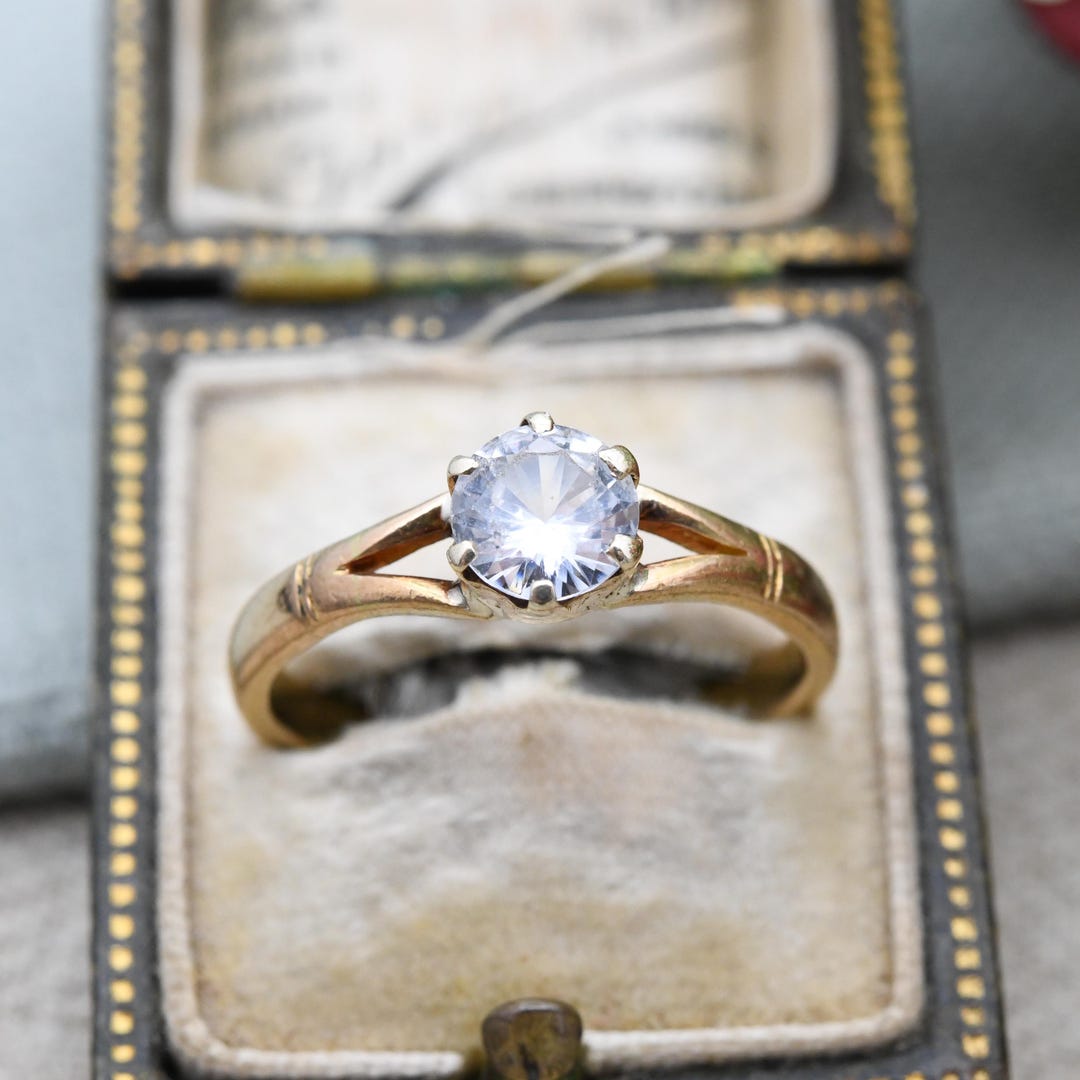 22ct Gold Solitaire Ring True Vintage 1929 Albion Chain Company Acco ...