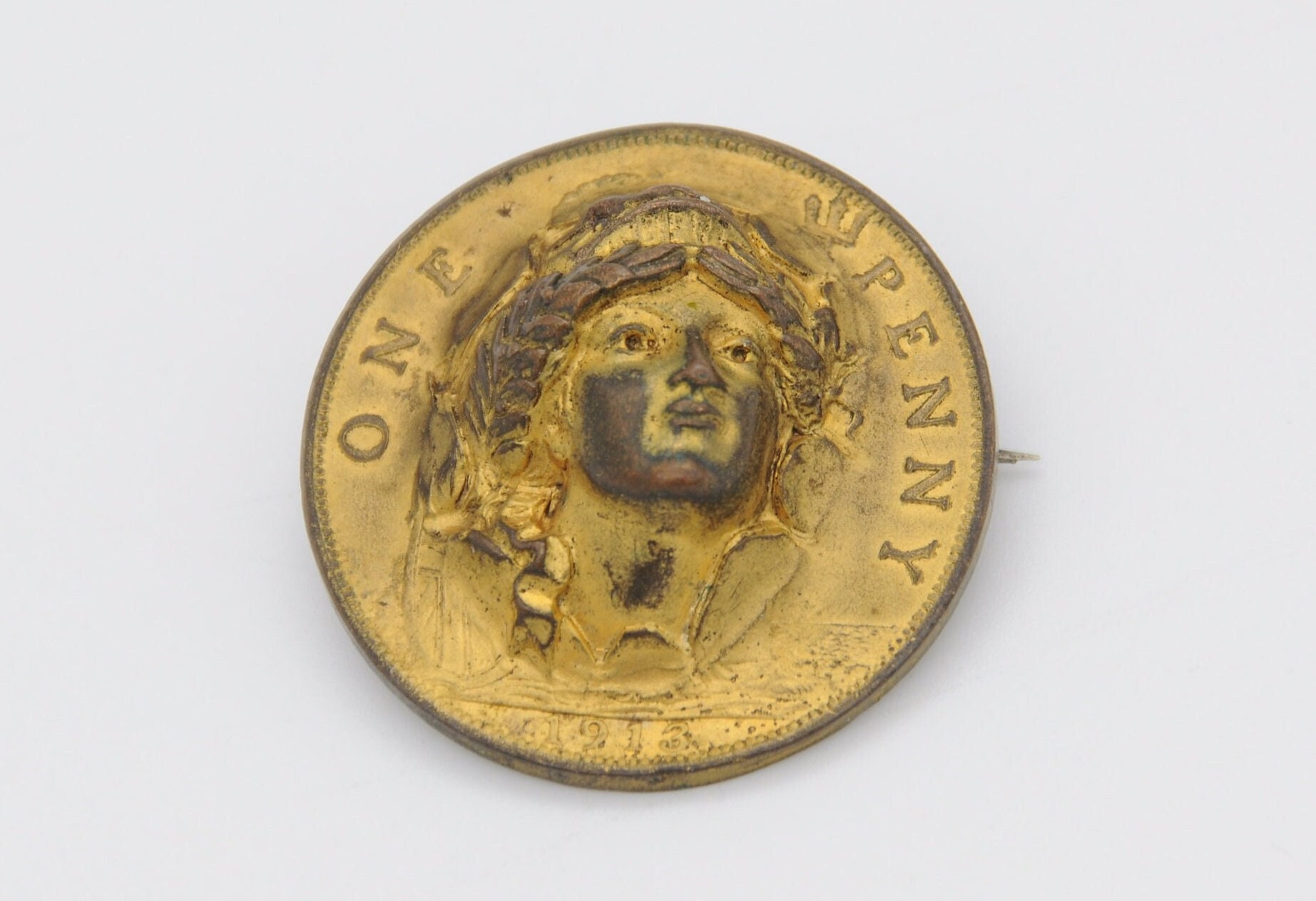 Antique Repousse One Penny Lady Liberty Coin Brooch Gold - Etsy