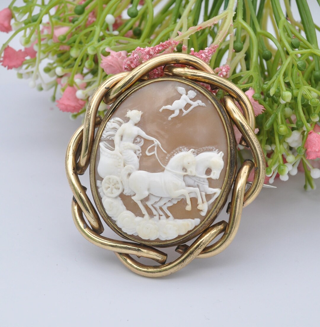 Antique Shell Cameo Brooch - Aurora and Lucifer the Morning Star | Dawn ...