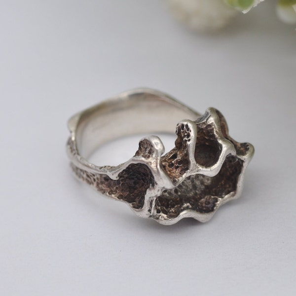 Brutalist Silver Ring - Etsy