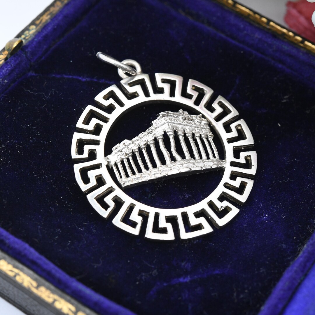 Vintage Sterling Silver Athens Parthenon Pendant - Openwork Meander ...