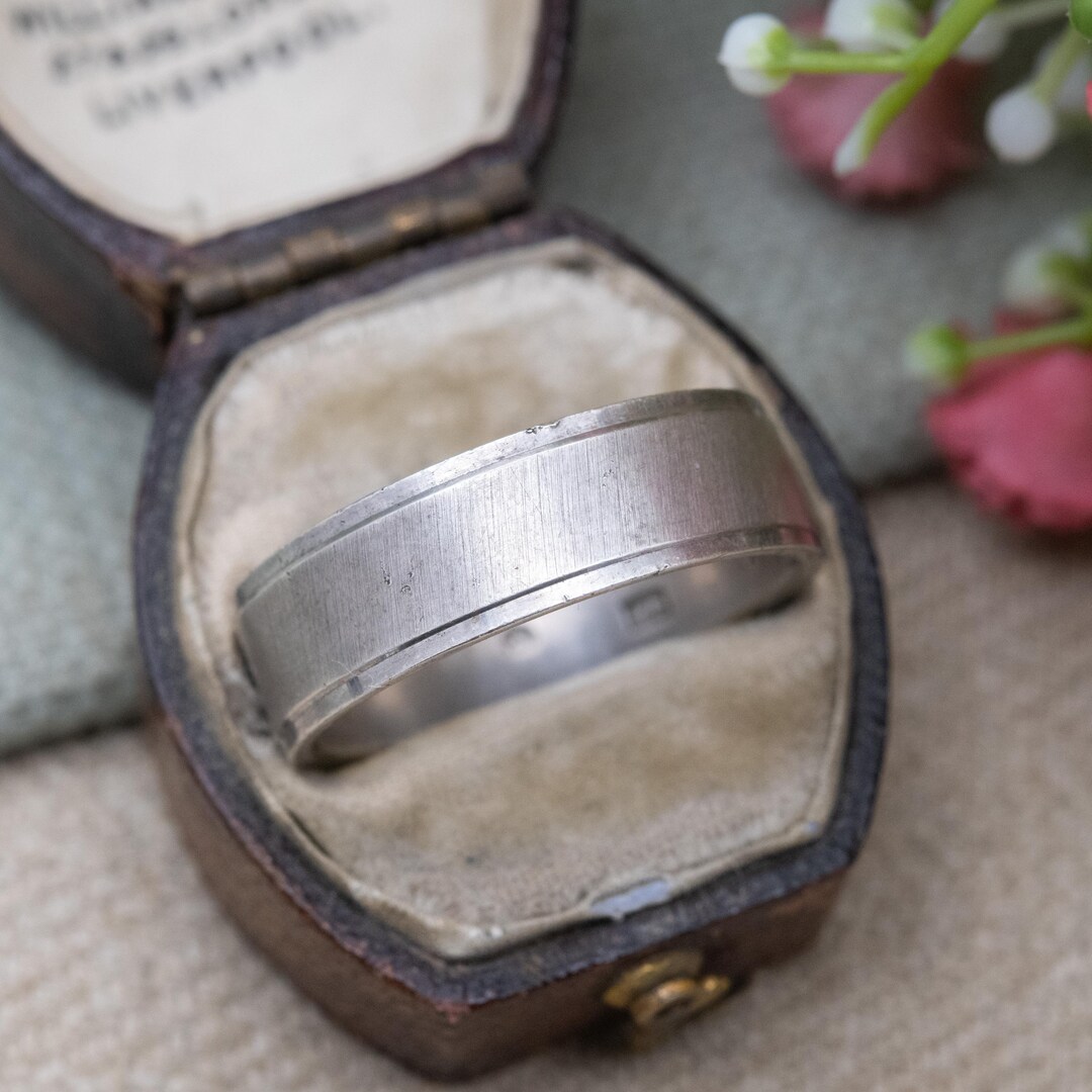 Vintage Sterling Silver Unisex Band Ring - Large Minimalist Brushed ...
