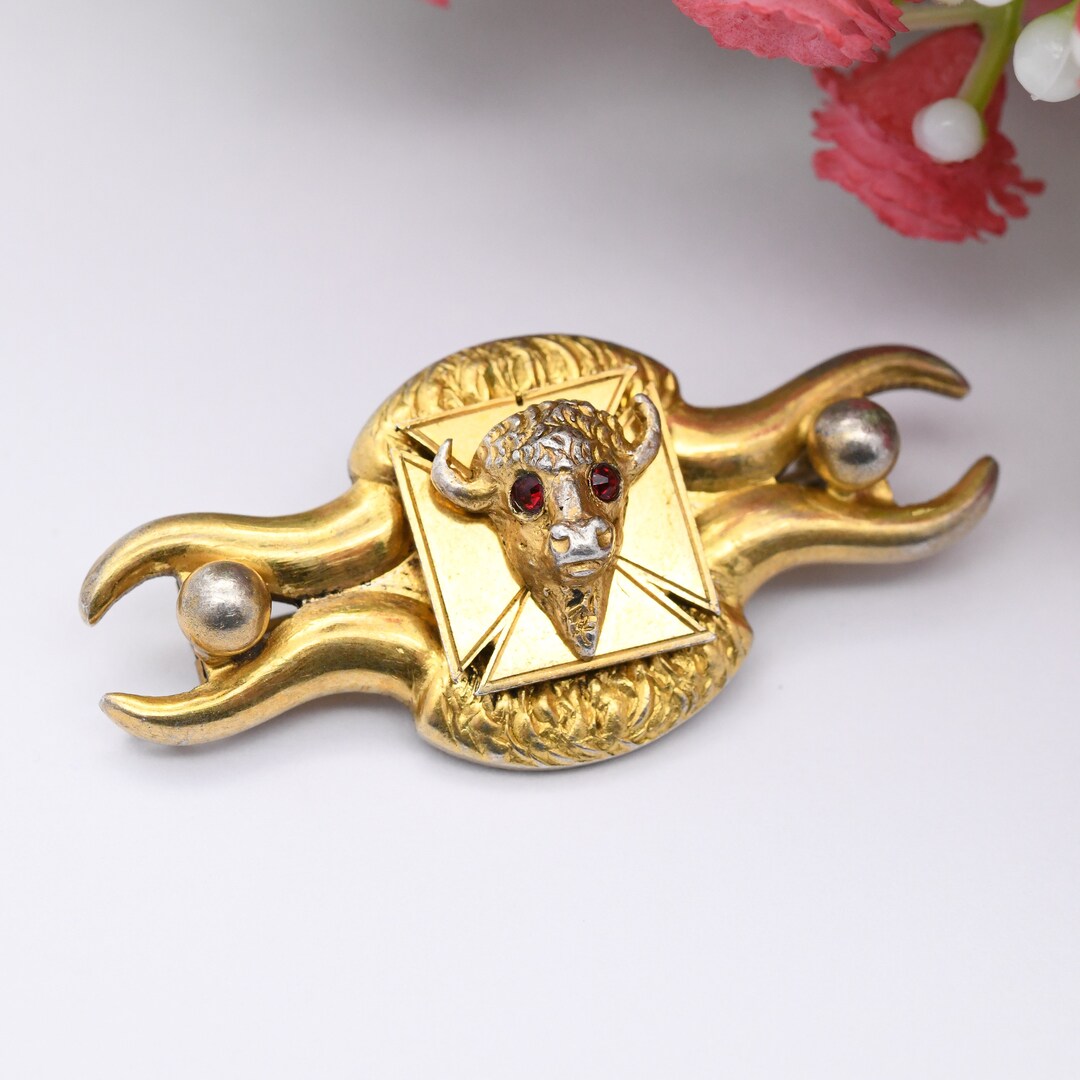 Vintage Sterling Silver Gilt Buffalo Brooch 1965 1966 - Ryhope Lodge ...