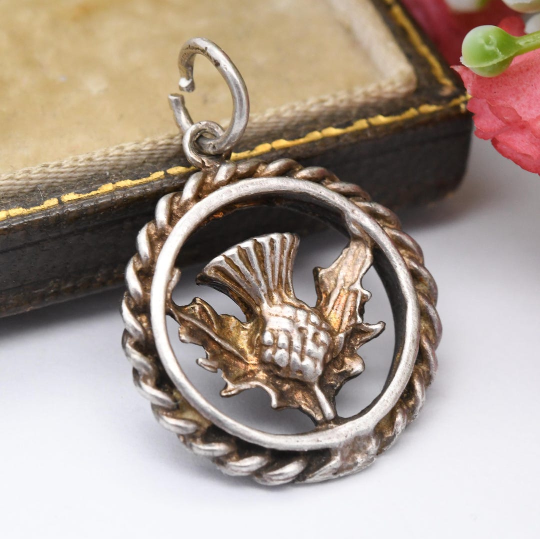 Vintage Sterling Silver Scottish Thistle Charm Pendant - Patriotic ...