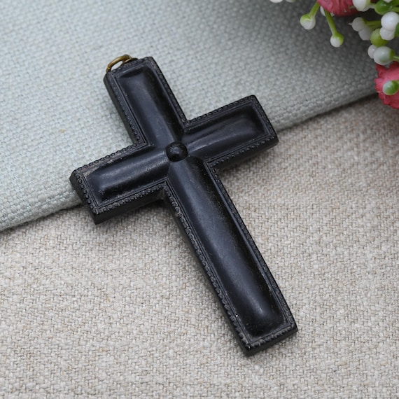 Antique Victorian Pressed Horn Cross Pendant - Large … - Gem