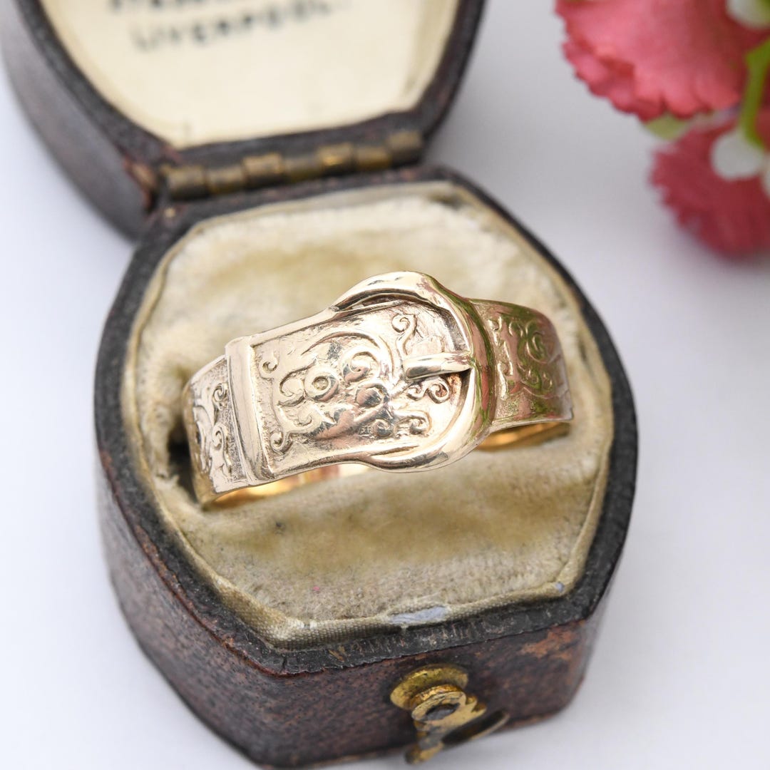 Vintage 9ct Gold Buckle Ring 1963 CPS Victorian Style Belt Buckle ...