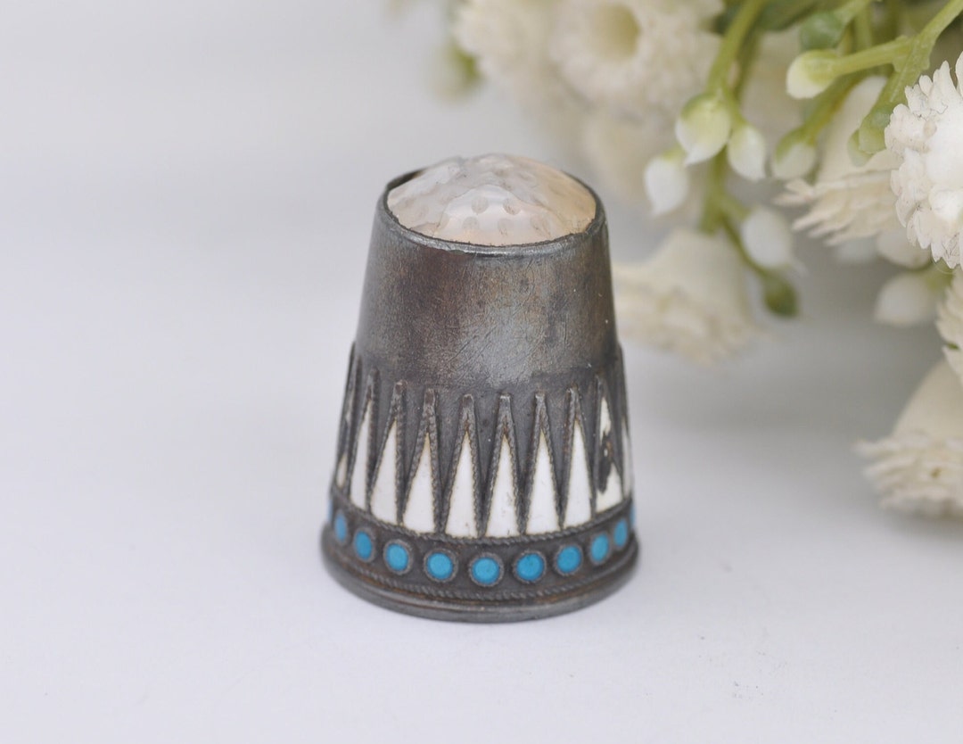 Antique Marius Hammer Enamel Thimble - 930 Silver | Norwegian | Norway ...