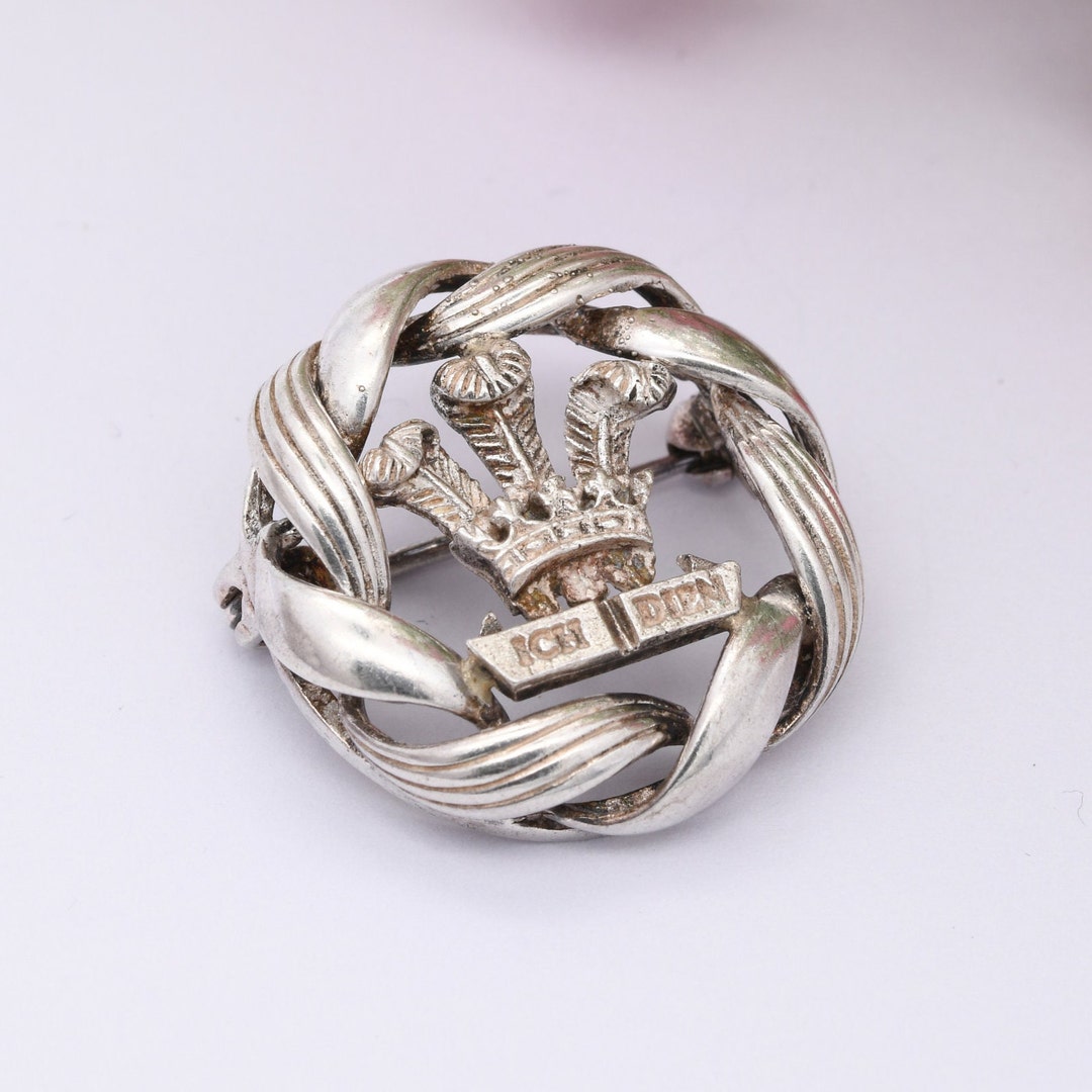 Vintage Andreas Daub Ich Dien Sterling Silver Prince of Wales Brooch ...