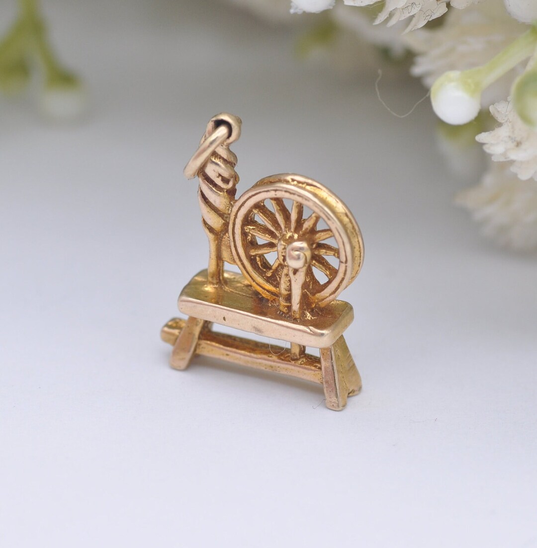 Vintage 9ct Gold Spinning Wheel Charm Pendant by W J Sutton 1968 - Etsy
