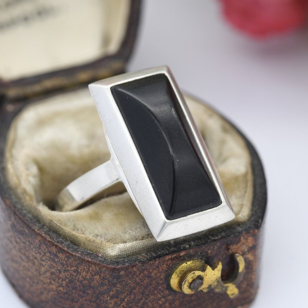 Sterling Silver Onyx Statement Ring - Etsy UK
