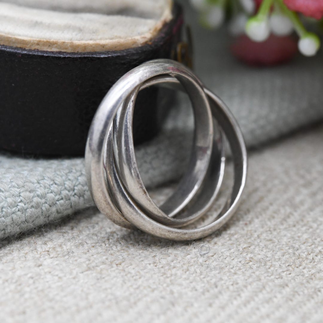 Vintage Sterling Silver Russian Wedding Band Ring - Trilogy Crossed ...