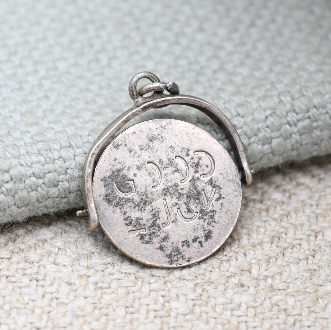 Vintage Sterling Silver Good Luck Spinning Charm Pendant - Spinner Fob ...