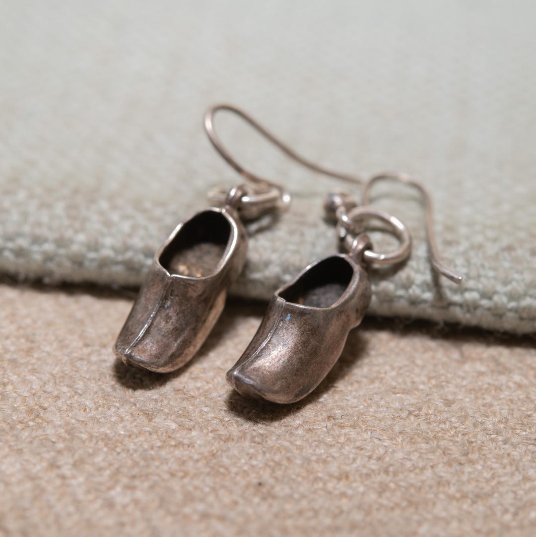 Vintage Silver Dutch Clog Earrings - Wire Back Design | Delicate Gift ...