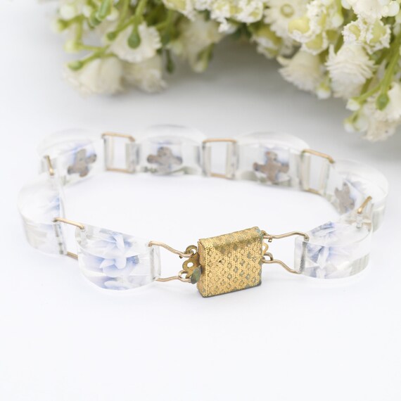 Vintage Lucite Reverse Carved Panel Bracelet Retro … Gem