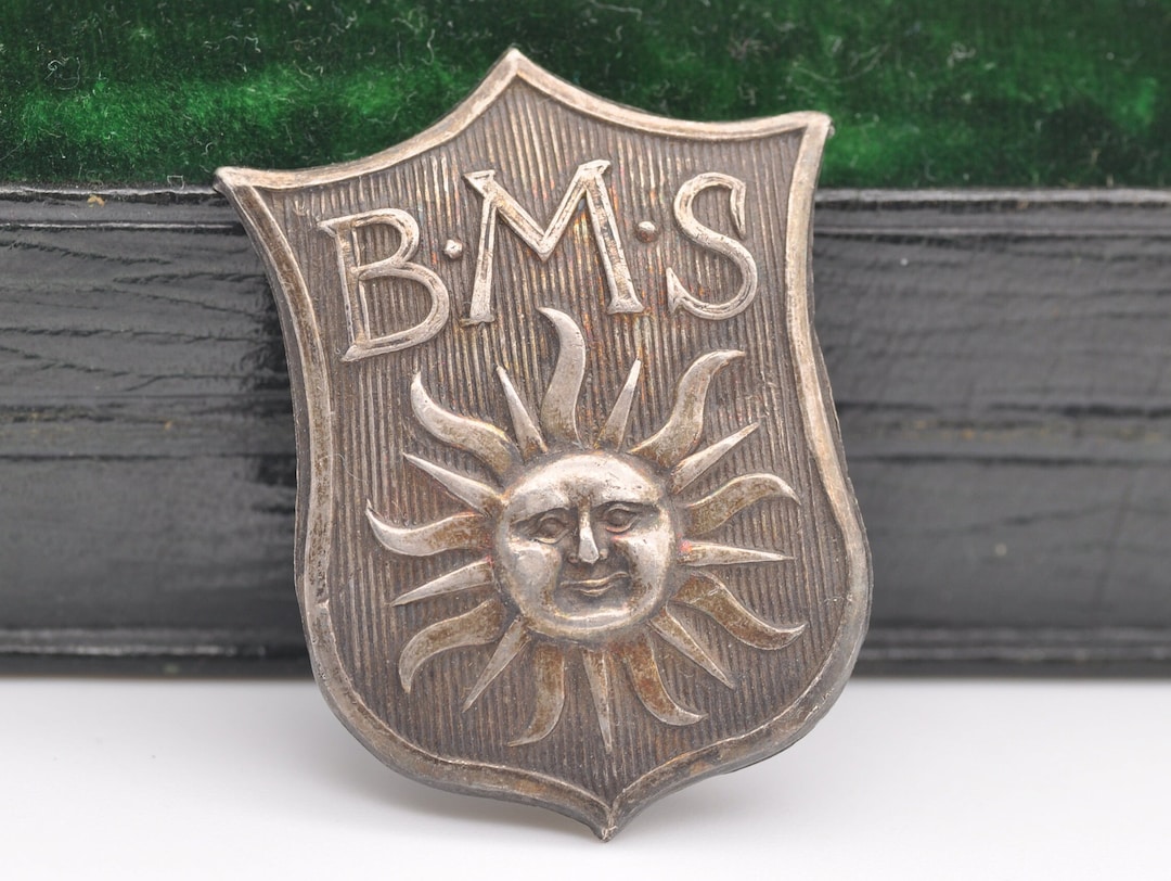 Antique Sterling Silver Shield Cap Badge - 1890s | Victorian | Sun | B ...