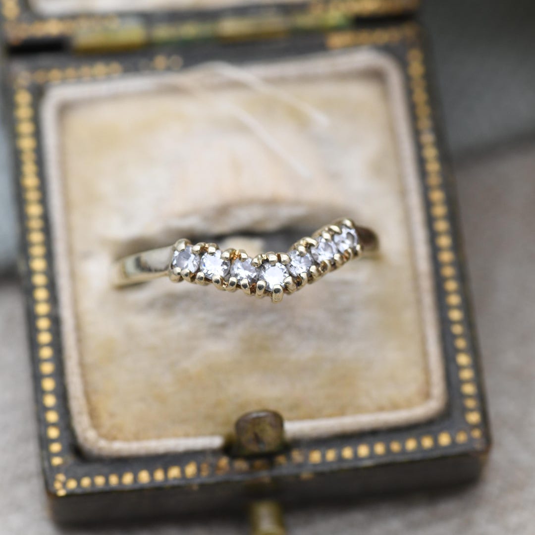 Vintage 9ct Gold Wishbone Ring Cubic Zirconia CZ 1994 Stack Engagement ...