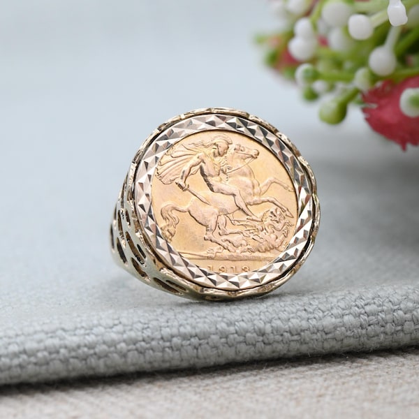 Buy Mens Gold Sovereign Rings Online In India - Etsy India