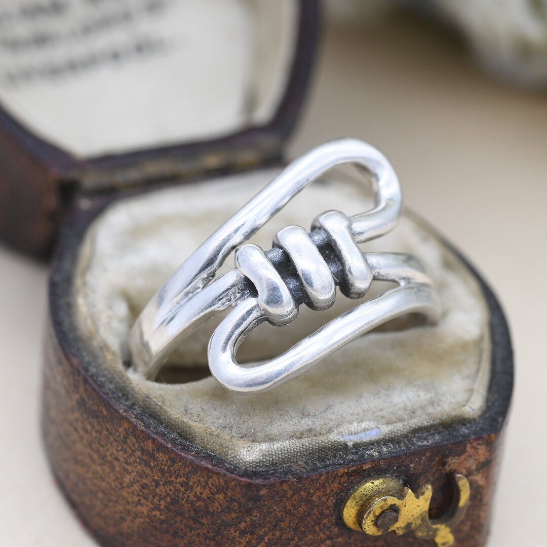 Vintage Sterling Silver Crossed Band Ring - Openwork Knot Design ...