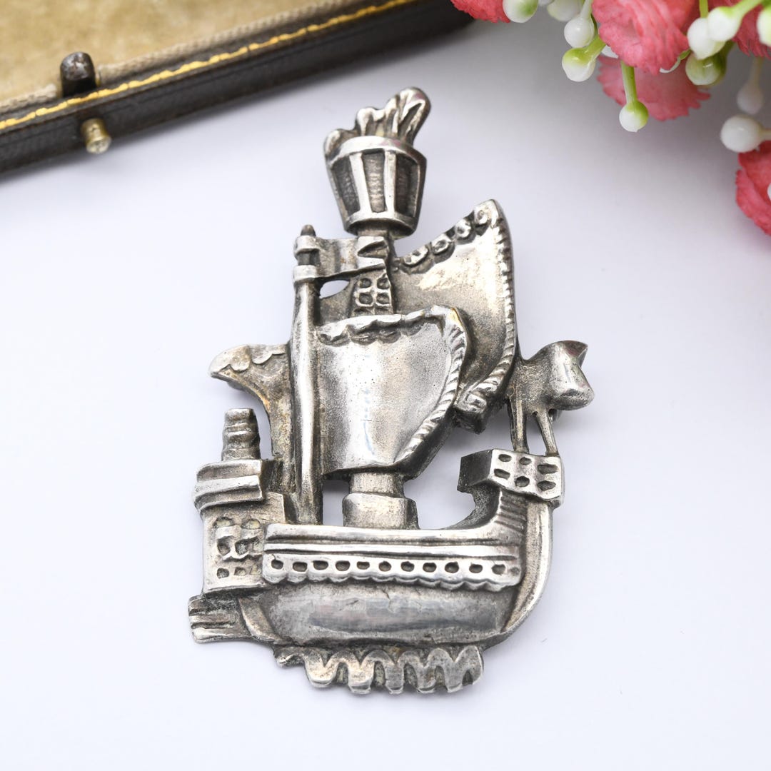 Vintage Arthus Bertrand Ship Brooch Signed Paris Designer - Figural Mid ...