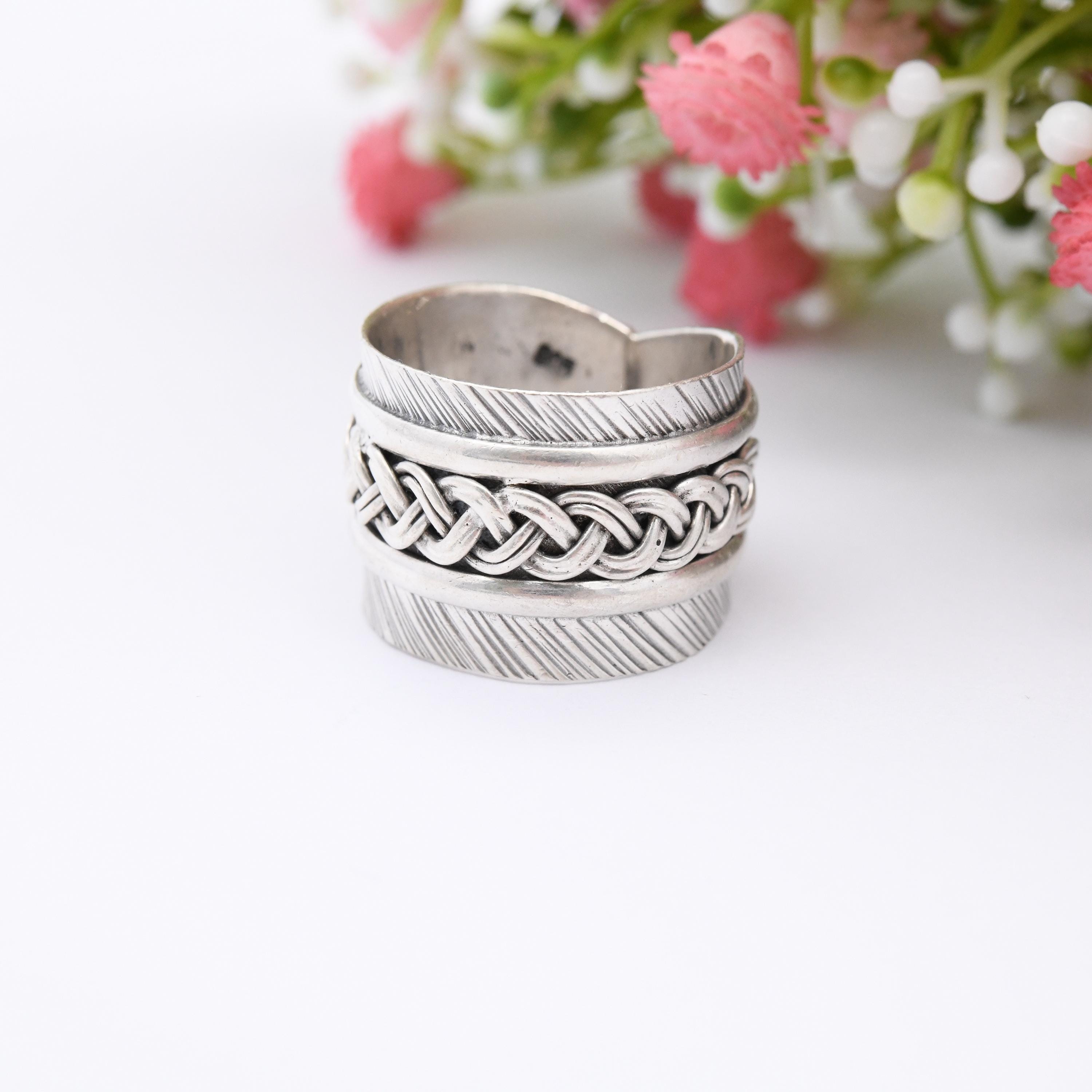 Vintage Sterling Silver Twisted Knot Band Ring - Large Chunky Unisex ...