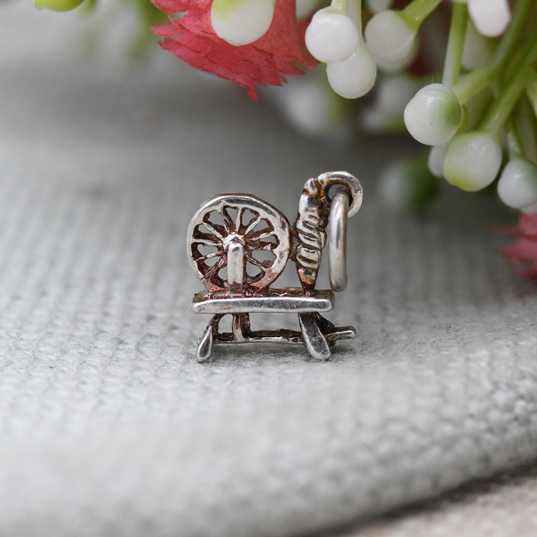 Vintage Sterling Silver Spinning Wheel Charm Pendant - Spindle | Thread ...