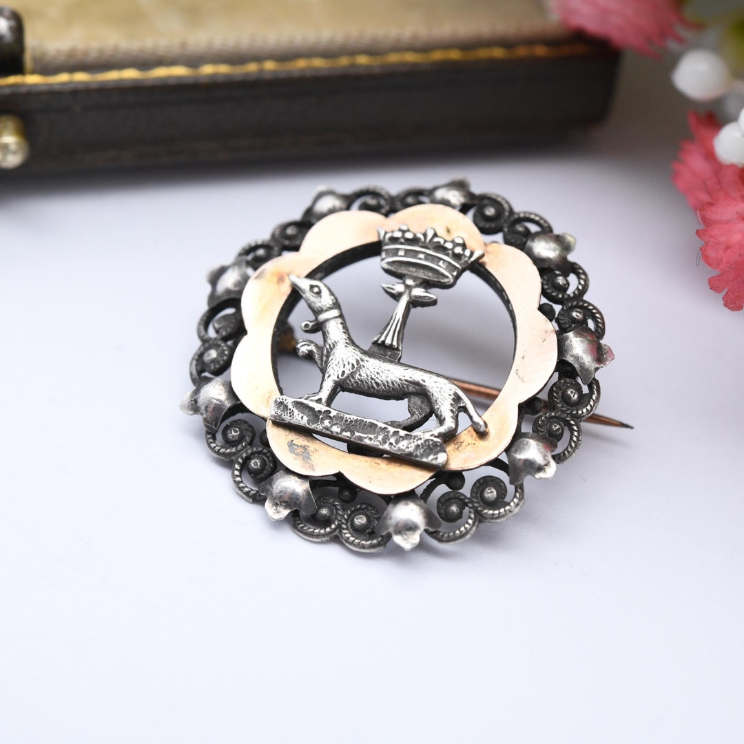 Antique French Silver and Gold Ermine and Crown Crest Brooch - Bretagne ...