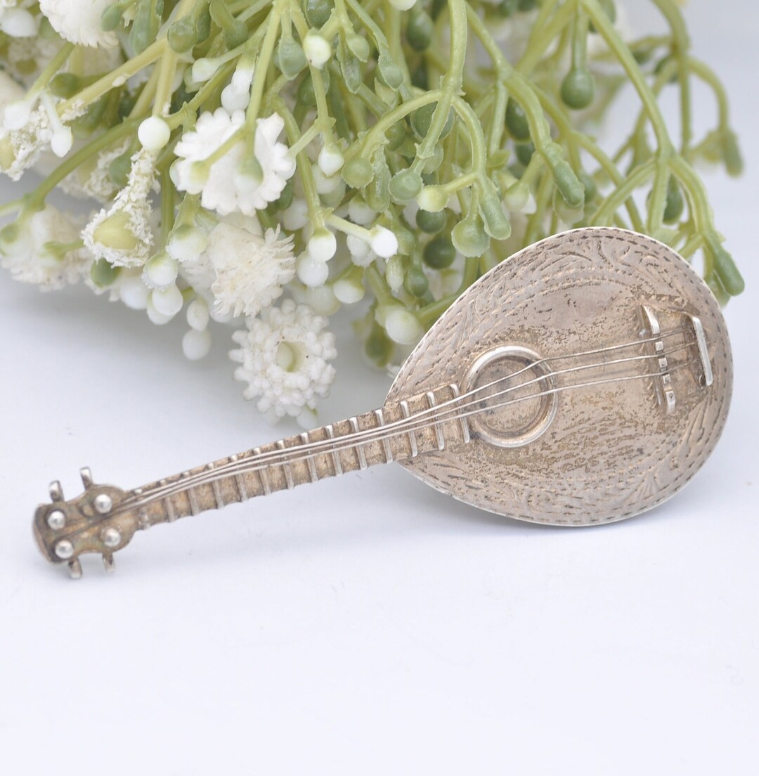 Vintage Sterling Silver Mandolin Trinket Box With Strings - Hand ...