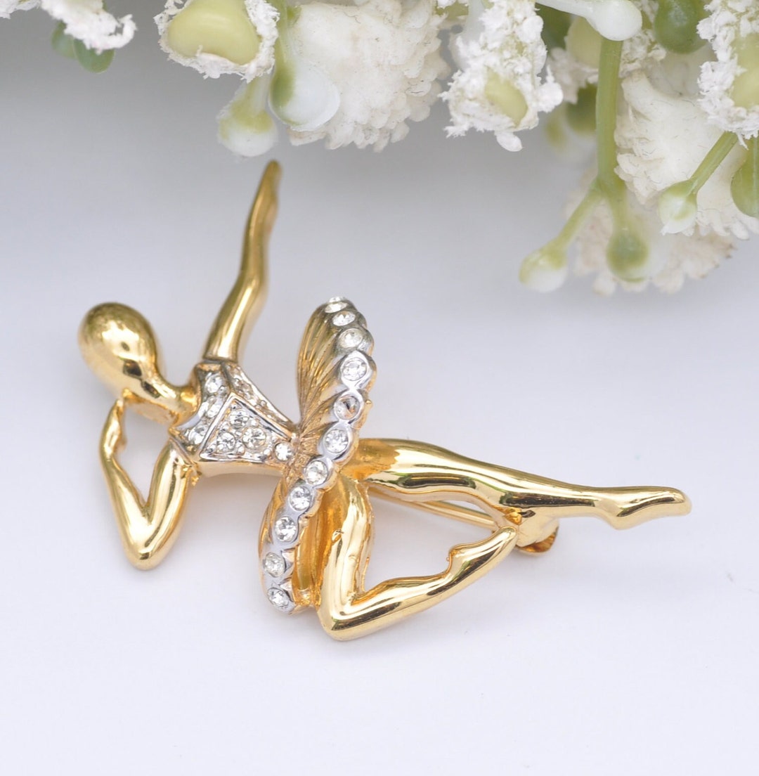 Vintage D'orlan Ballerina Brooch Rhinestone Gold Tone Dancer Pin - Etsy