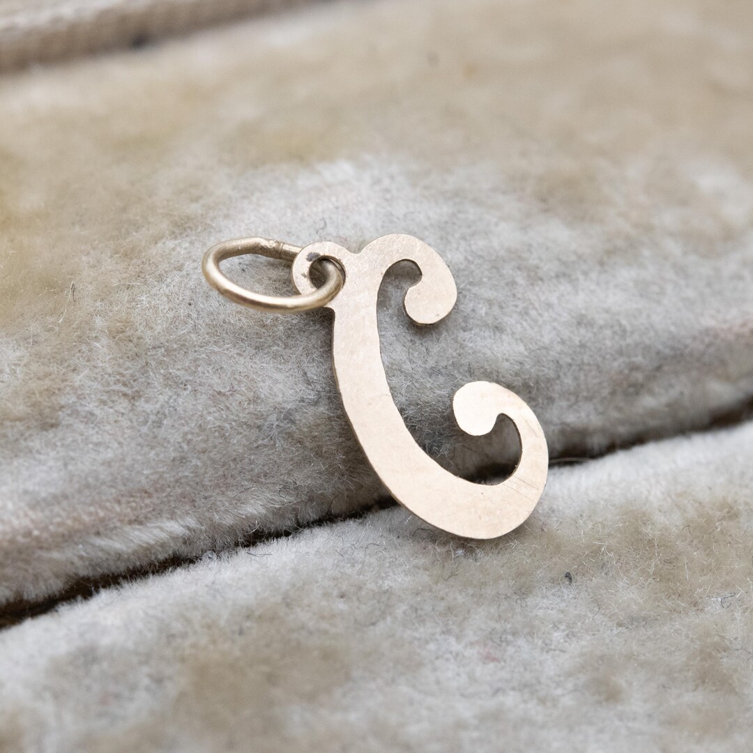 Vintage 9ct Gold Letter C Charm Pendant - Openwork Initial Pendant ...