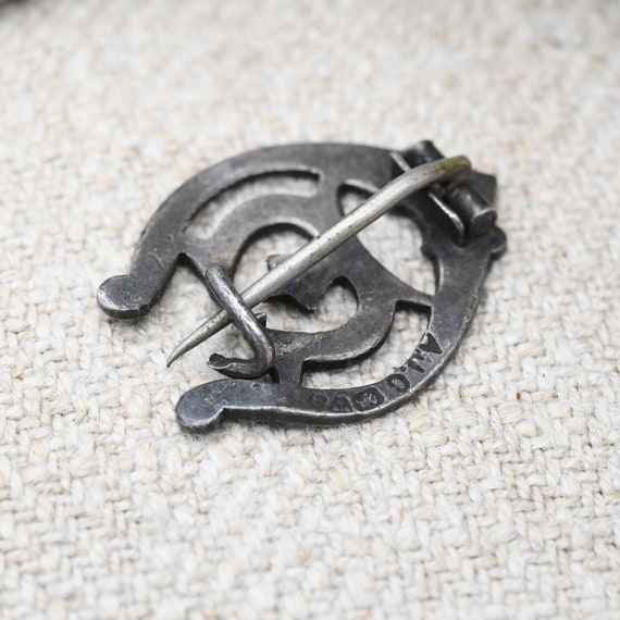 Antique Sterling Silver Letter E Brooch 1903 Edwardia… - Gem