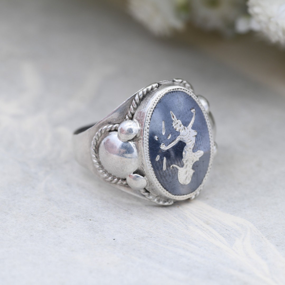 Vintage Silver Niello Siam Sterling Ring Mekhala Thailand Goddess ...