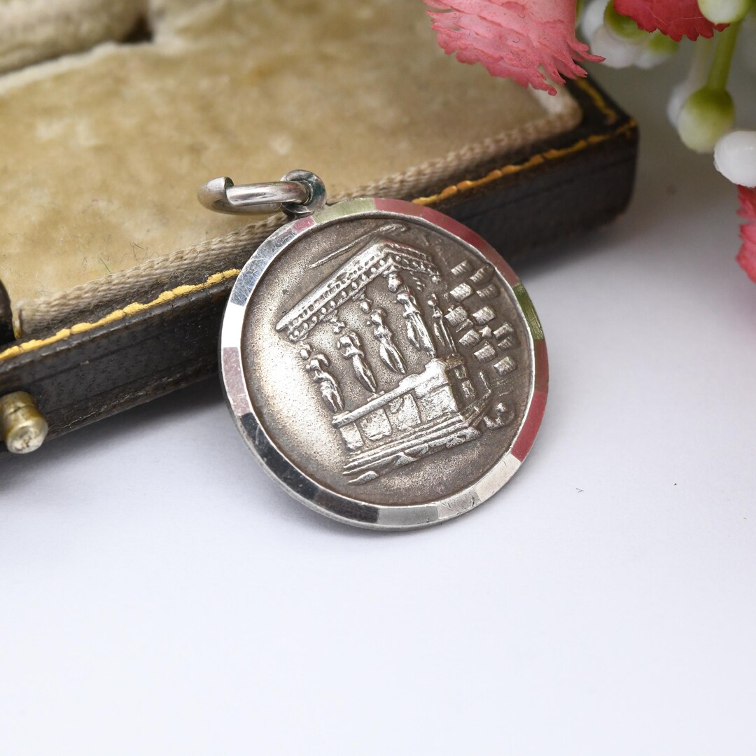 Vintage Silver Athens Acropolis Caryatids Pendant Erechtheion Temple ...