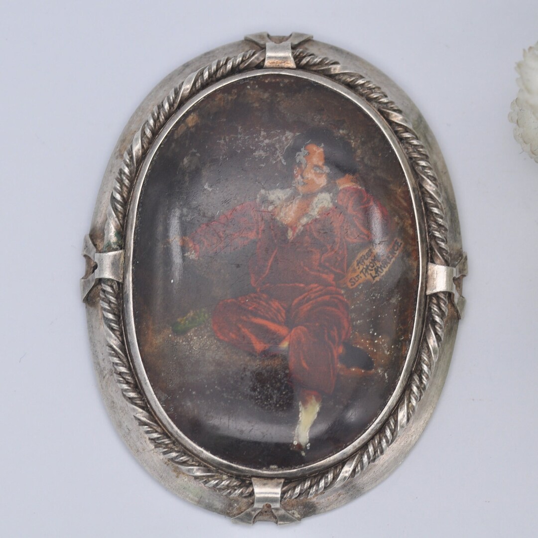 Antique Miniature Portrait Brooch the Red Boy by Thomas Lawrence - TLM ...