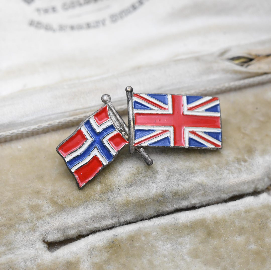 Vintage Norway Britain Crossed Flags Brooch Friendship Lapel Pin ...
