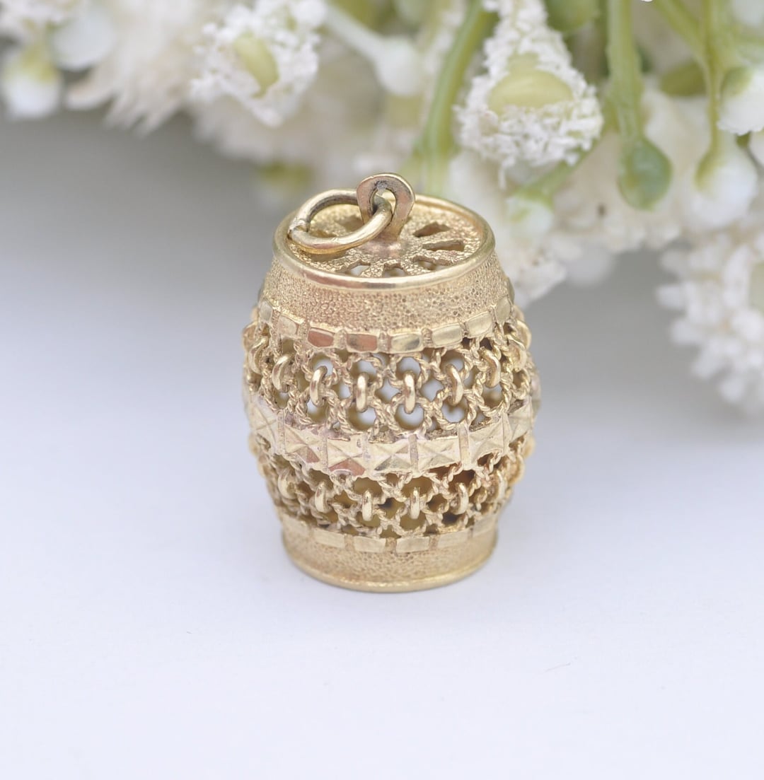 Vintage 9ct Gold Whiskey Barrel Charm Pendant Openwork - Etsy UK