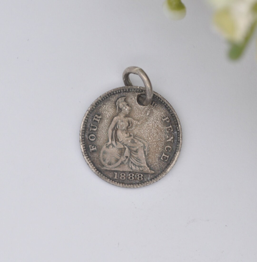 Antique Victorian Silver Four Pence 1888 Coin Charm Pendant - Colonial ...