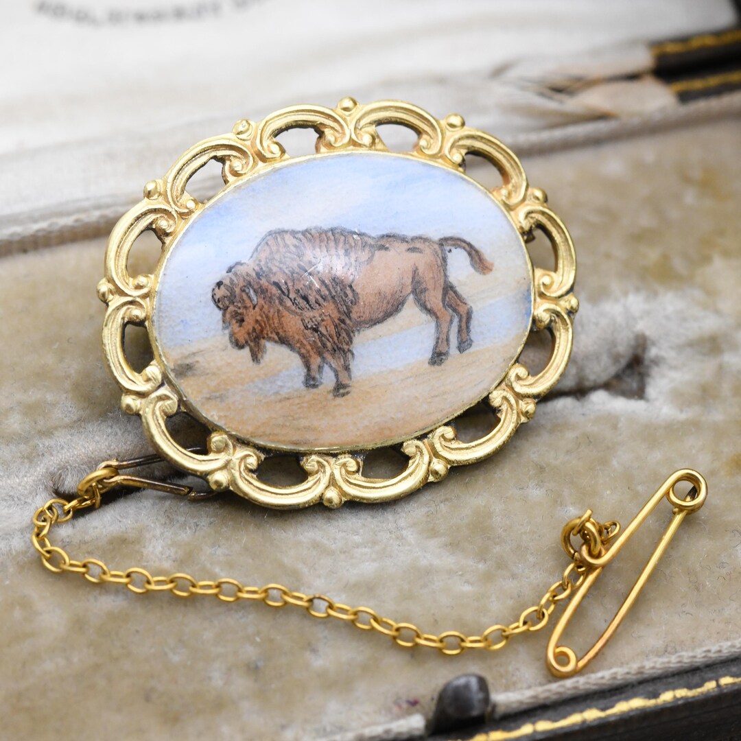 Vintage Silver Gilt Buffalo Brooch RAOB by FC Parry 1973 - Royal ...