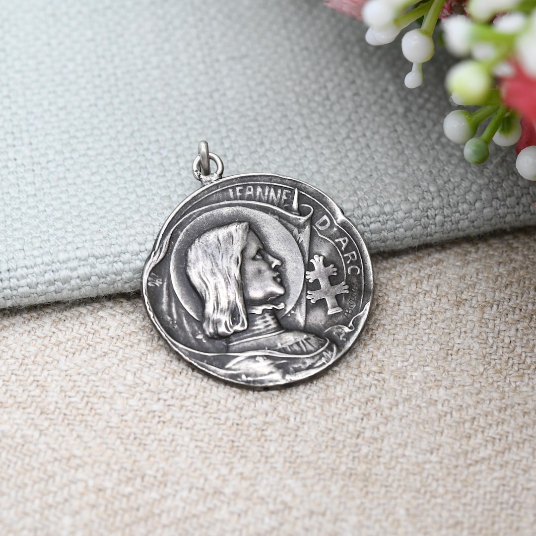Antique Silver Joan of Arc Medal Pendant Armand Bargas C. 1910 - Jeanne ...