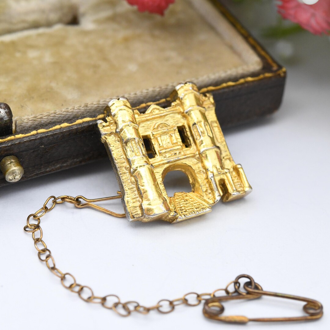 Vintage Gold Plated Sterling Silver Castle Brooch 1988 - Turrets Tower ...