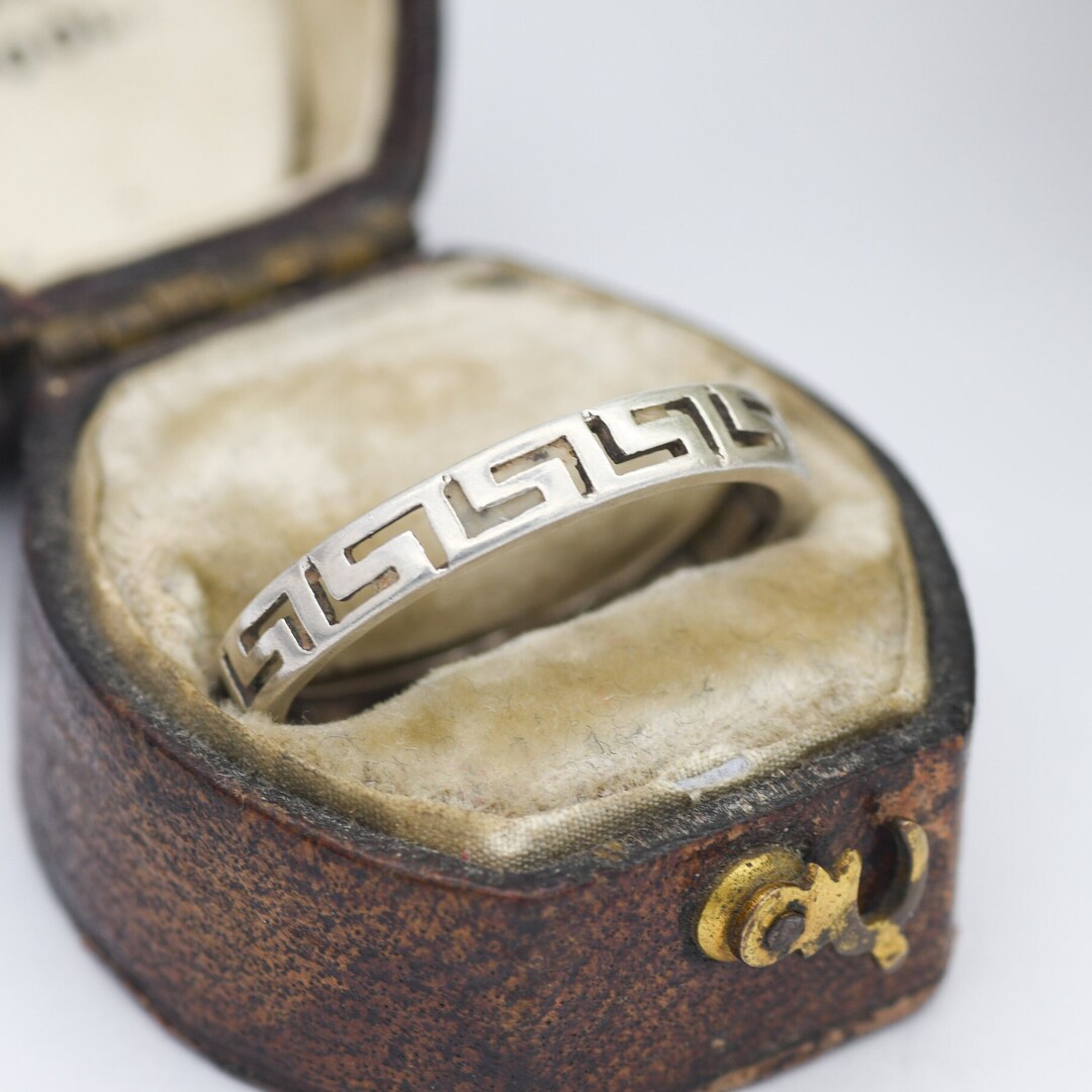 Vintage Sterling Silver Greek Key Band Ring - Openwork Meander Band ...