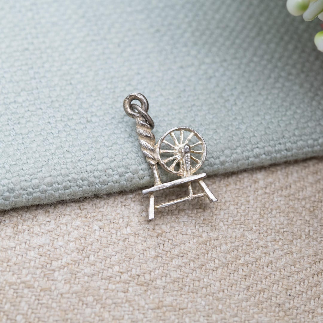 Vintage Sterling Silver Spinning Wheel Charm Pendant - Spindle | Thread ...