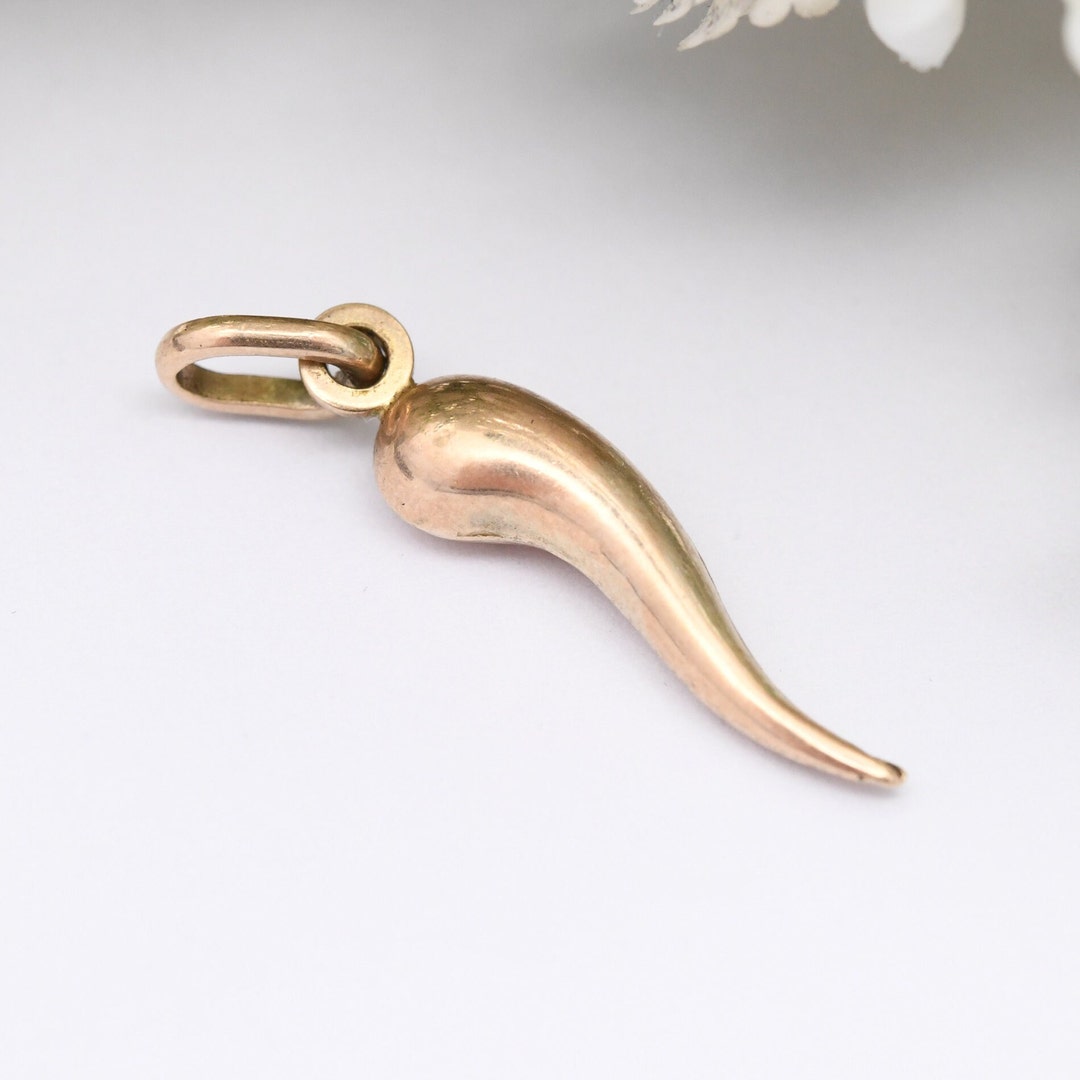 Vintage 9ct Gold Cornucopia Charm Pendant Horn of Plenty Grain Demeter ...