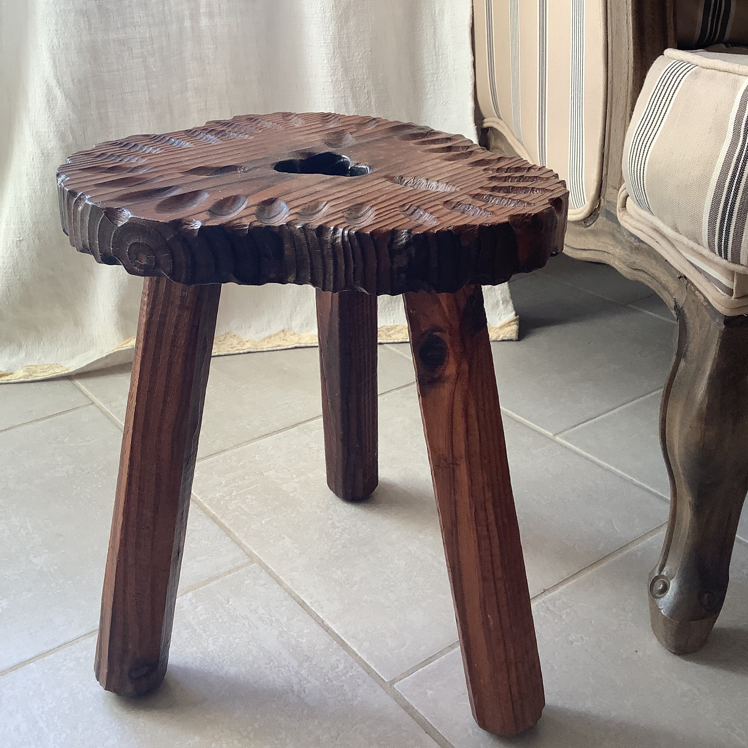 Vintage French 14 Wooden Milking Stool Traditional Three Leg - Etsy