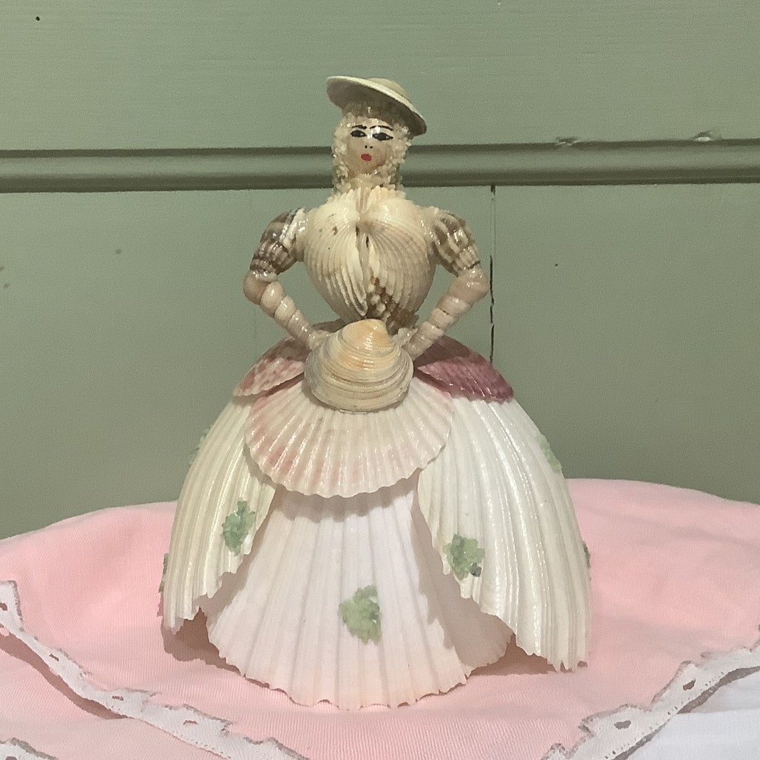 French Antique Sea Shell Figurine, Seaside Souvenir. Coastal Art - Etsy