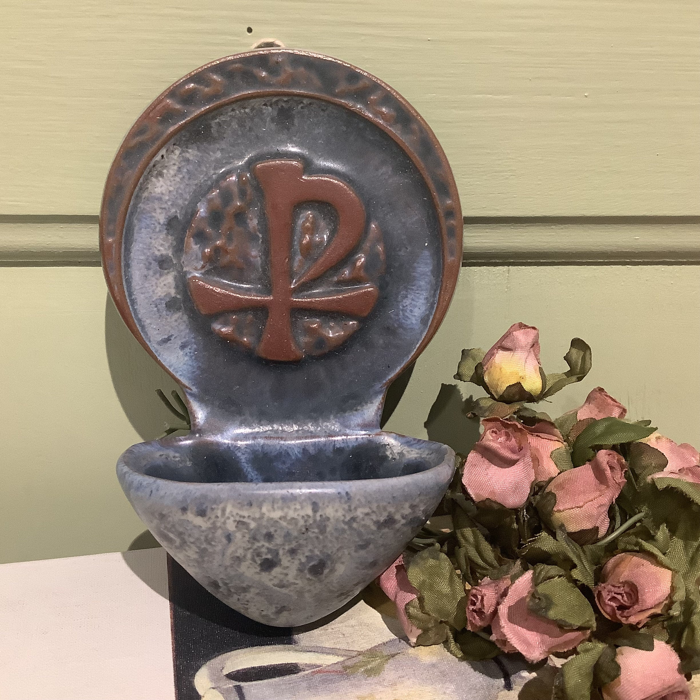 French Religious Vintage Studio Pottery Holy Water Font Mid - Etsy